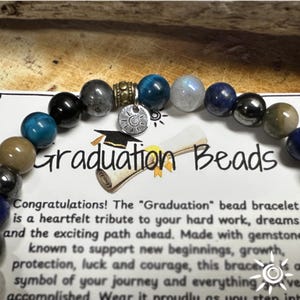 Graduation Bead Bracelet | Graduation Gift | 6mm Gemstone Bracelet ...
