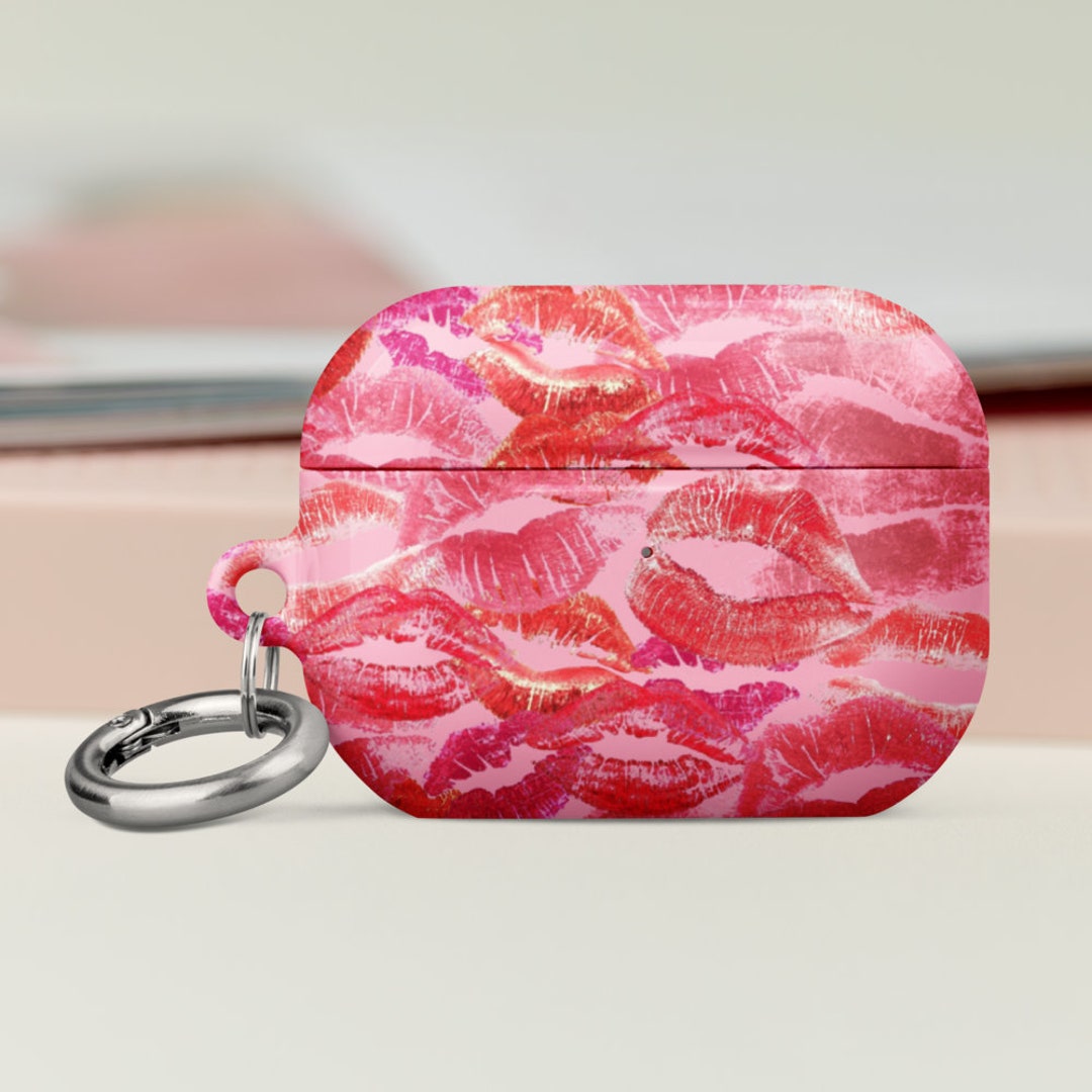 Girly Lips Kissing Stain AirPod Case, Hot Pink AirPod Case, Lips Kiss ...