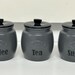 Dark Grey Tea Coffee Sugar Canisters Kitchen Pantry Kitchen Storage ...
