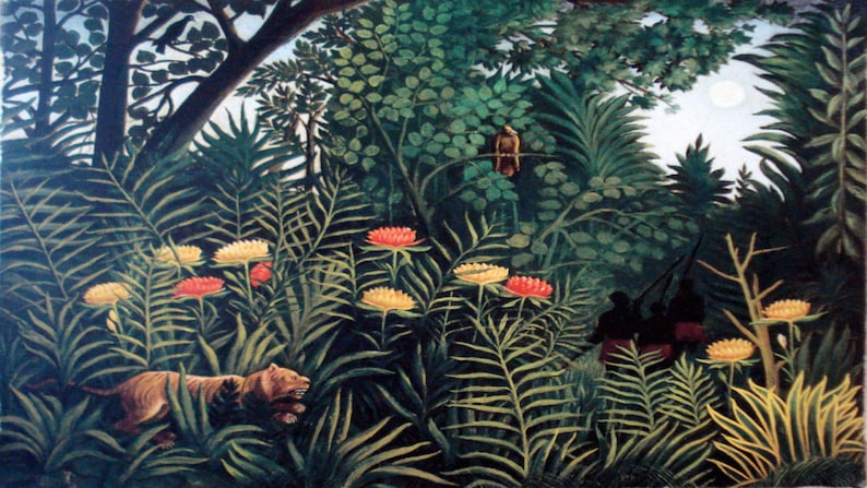 Henri Rousseau Jungle Painting Print Reduxed to Canvas Ready | Etsy