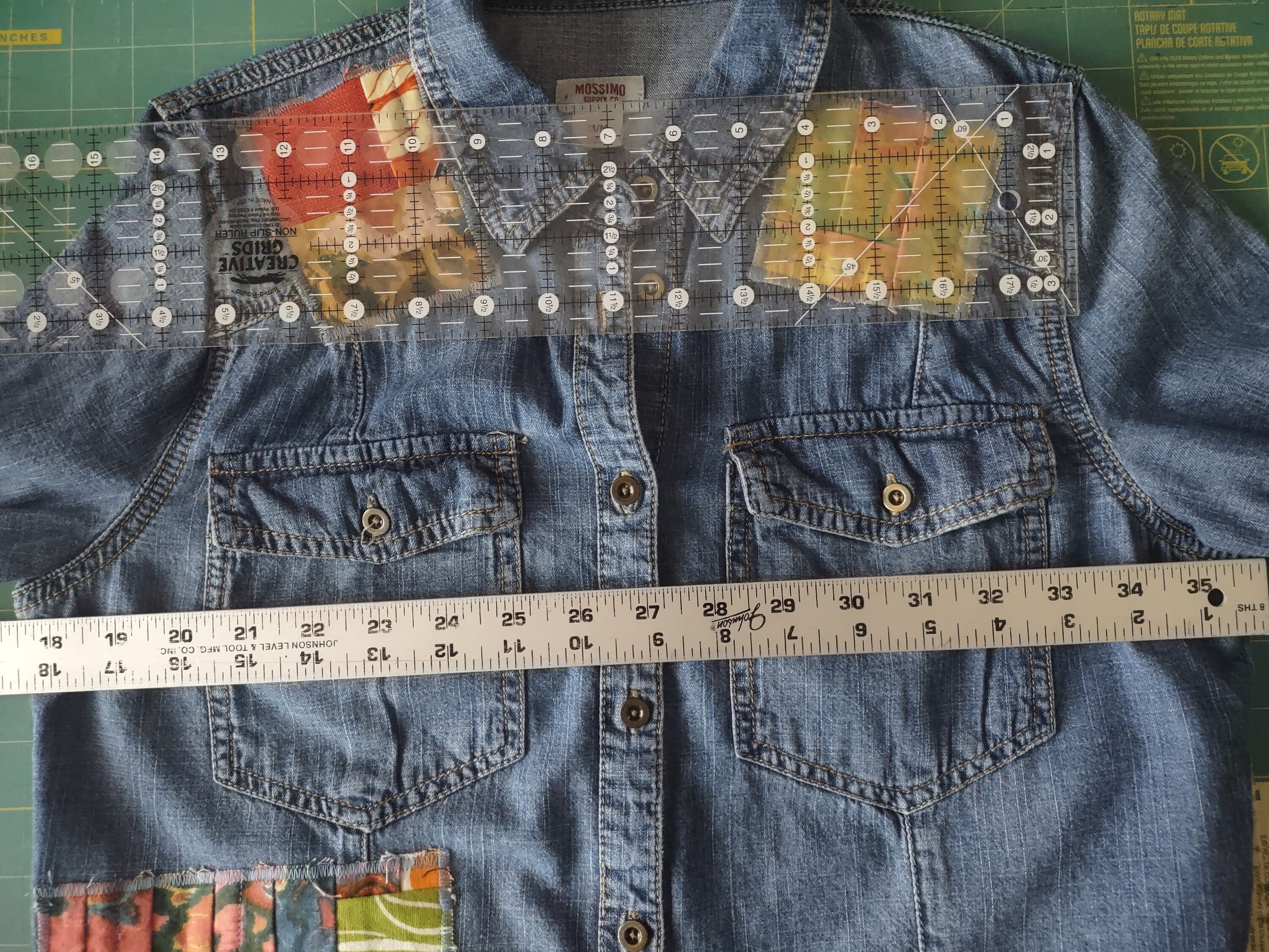 Upcycled Refashioned Denim Shirt Patchwork Boho Size M Slim Shabby Chic ...