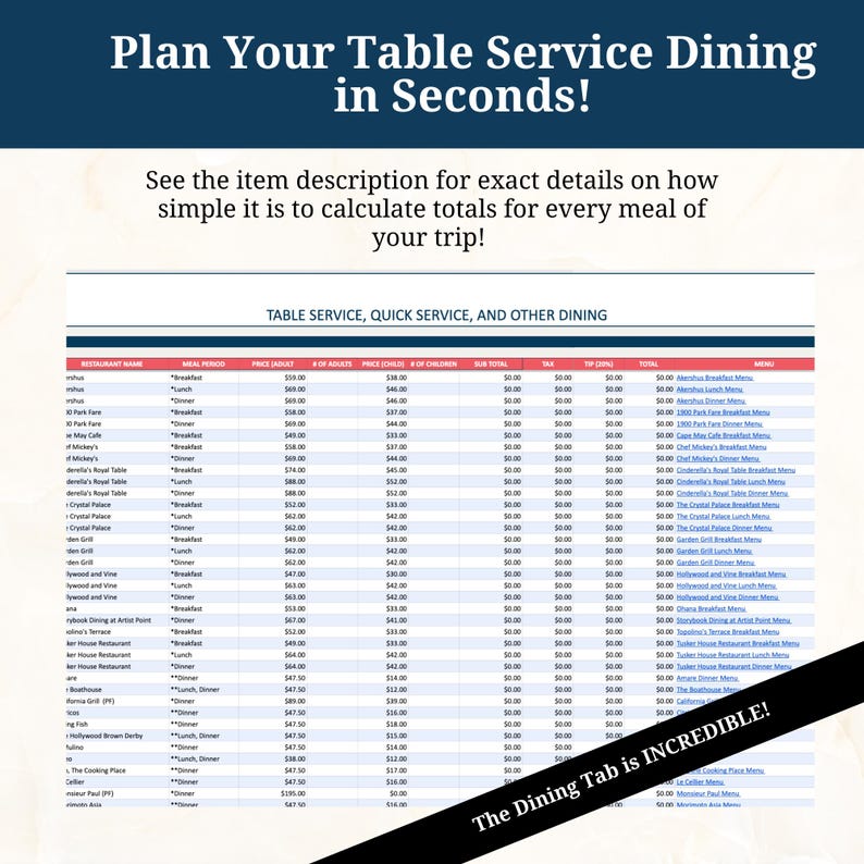 2026 Disneyworld Planner (budgeting Spreadsheet Template) - Etsy