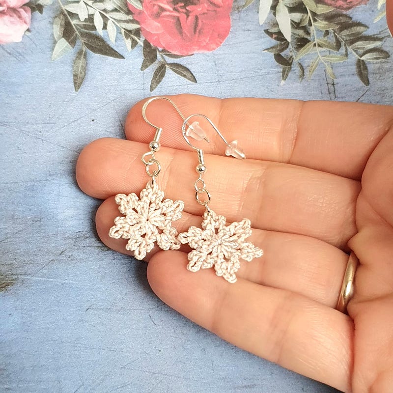 Micro Snowflake Earrings - Etsy UK