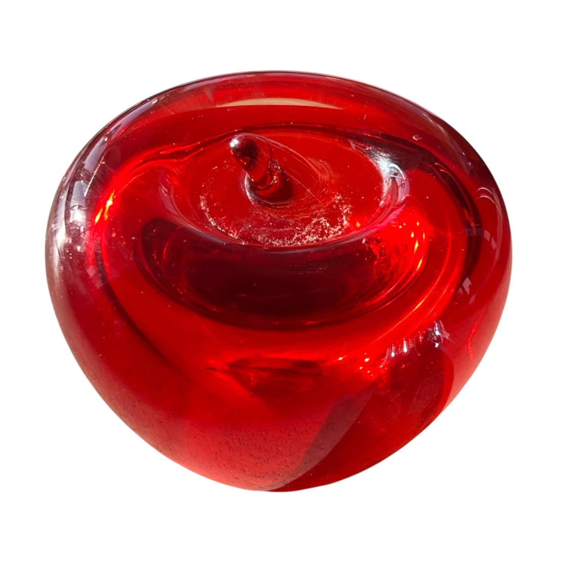 Vintage Glass Paperweights Beautiful Blenko Red Glass Apple Heavy ...