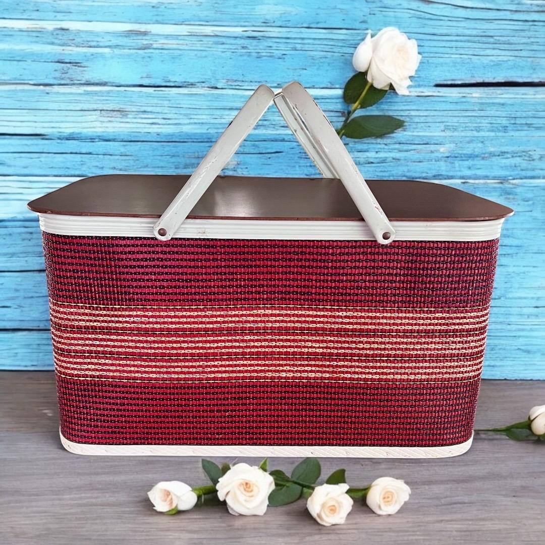 Vintage Redmon Picnic Basket - Red White & Blue-vintage Patriotic Decor ...