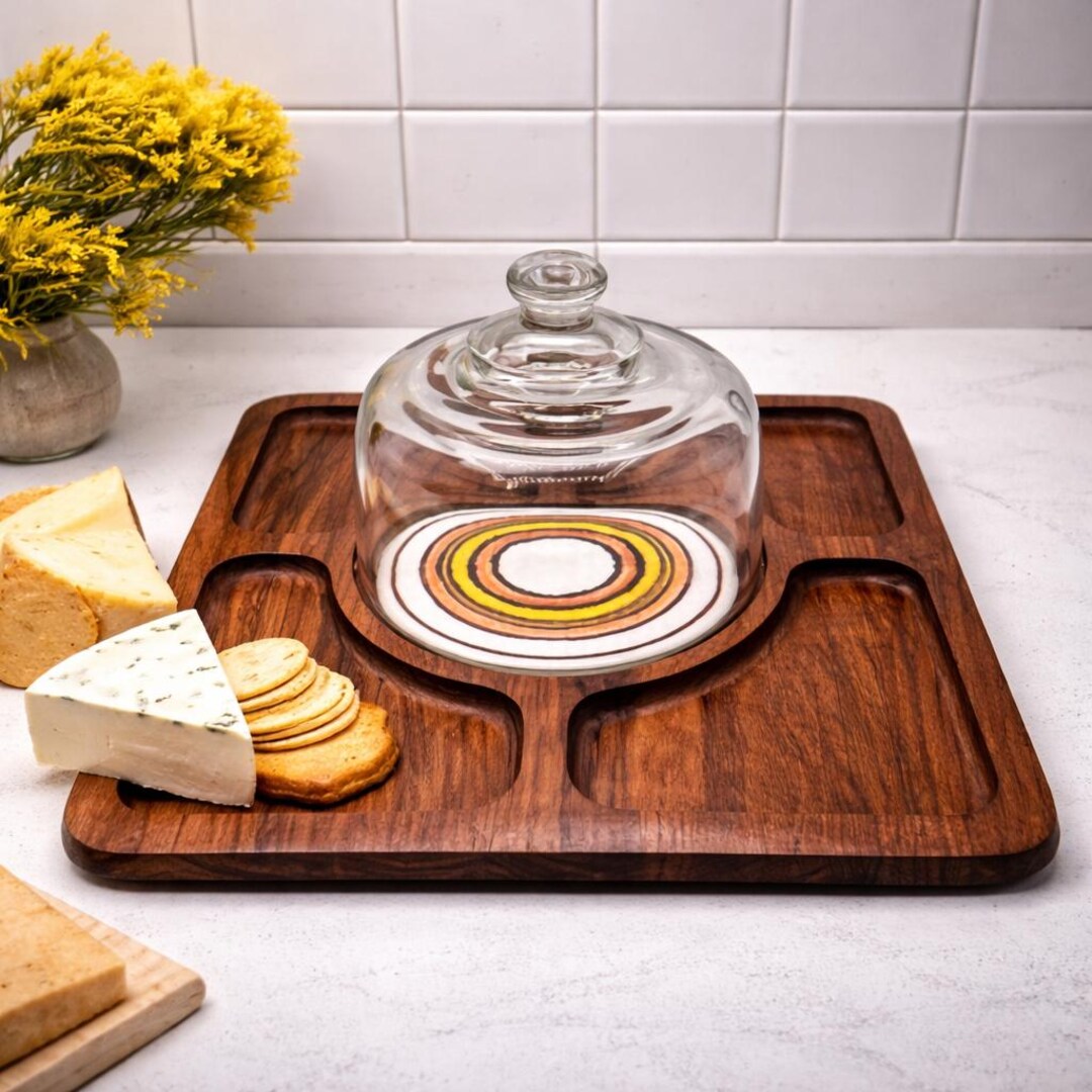 Vintage 1970S Cheese & Appetizer Serving Board/wood Snack Tray With ...