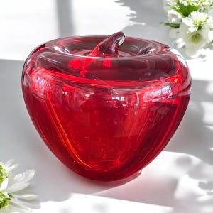 Vintage Glass Paperweights Beautiful Blenko Red Glass Apple Heavy ...