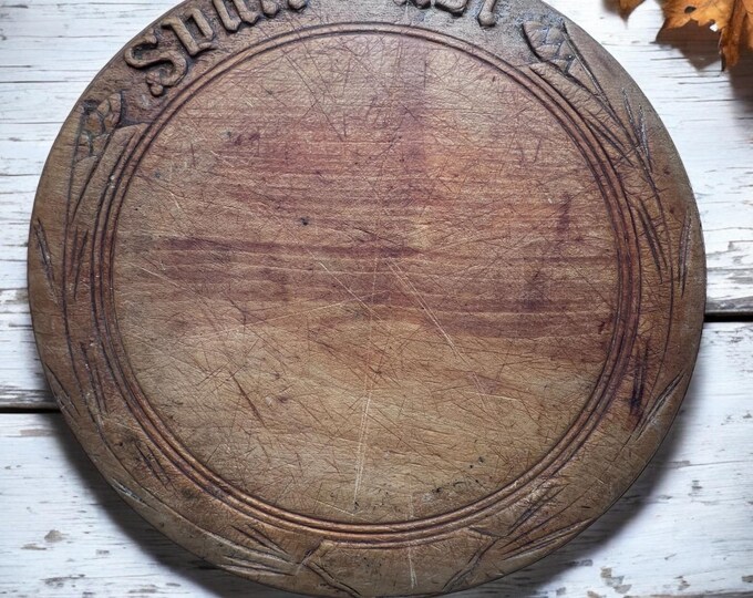 Antique 19th Century Victorian Carved Round English Breadboard Treen ...