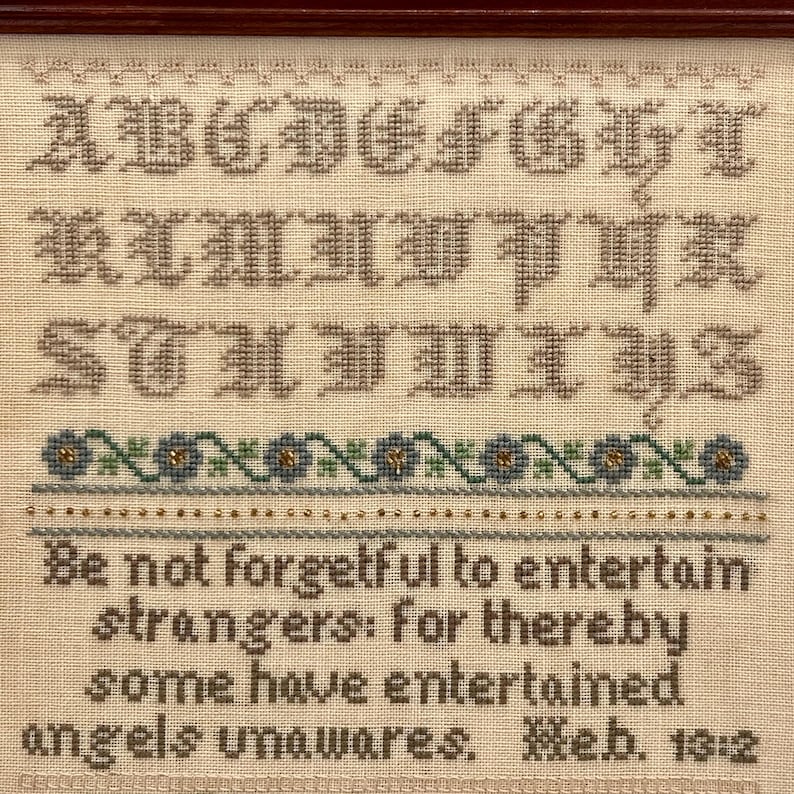 Vintage Framed Cross Stitch Sampler | Heirloom Scripture Wall Art ...