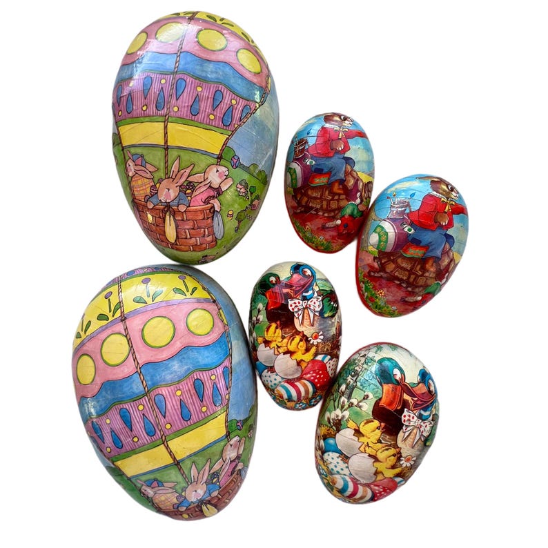 Vintage Papier Mâché Easter Egg Containers | West Germany | Bunny, Duck ...