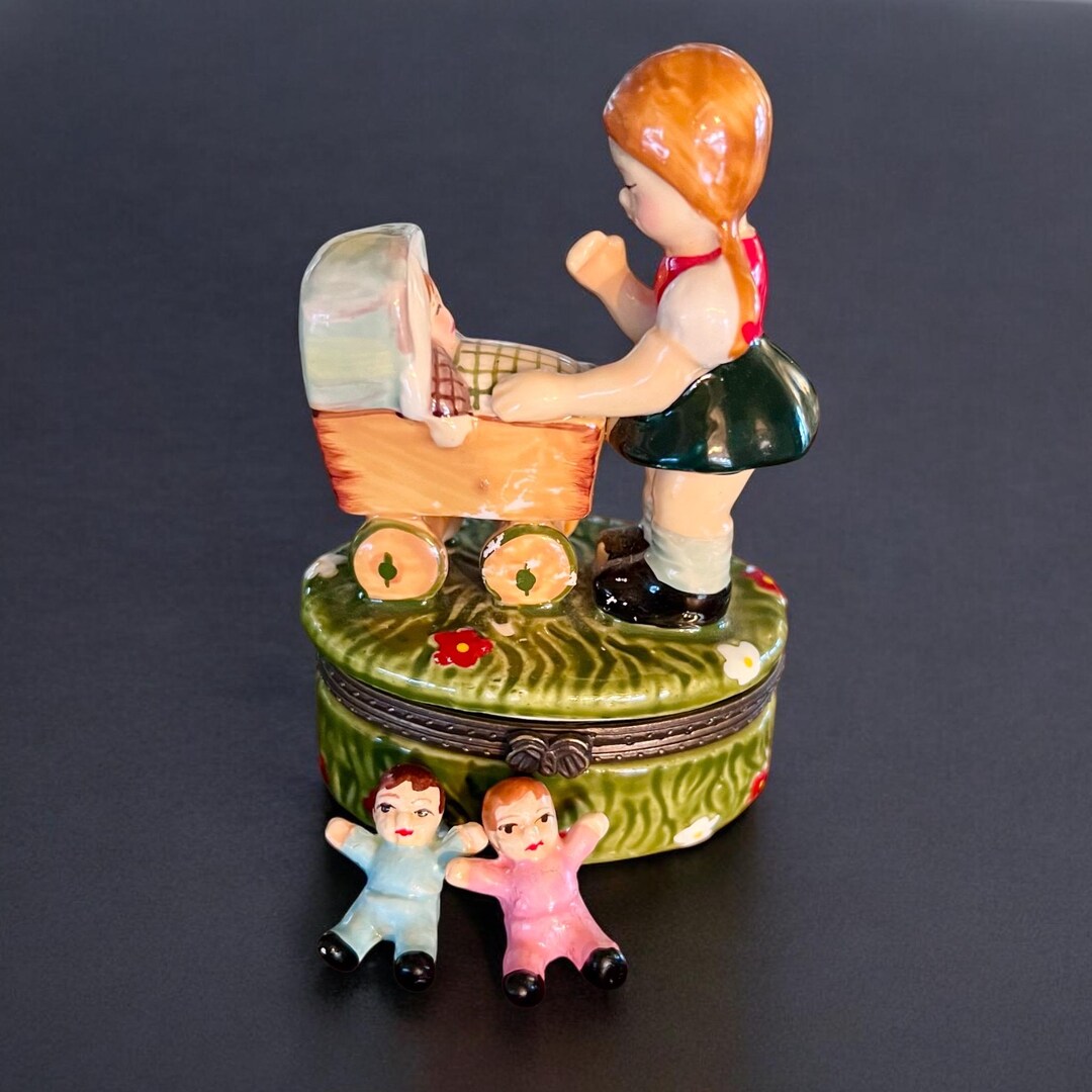 D.N.& E.I Trinket Box Mom With Baby Carriage Stroller Pink Girl Boy ...