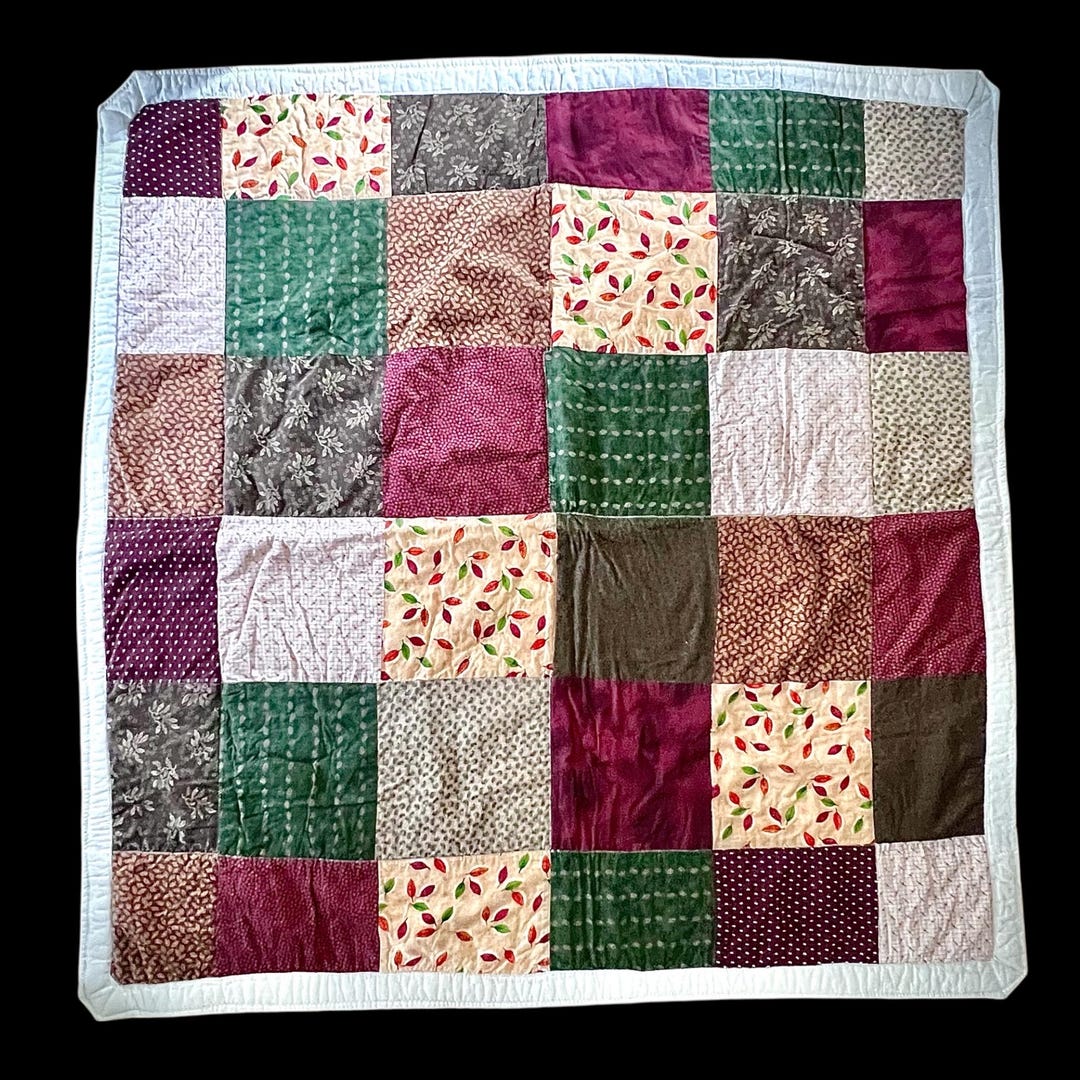 Vintage Handmade Fall Quilt Throw Lap Blanket - 52” X 51” - Fall ...