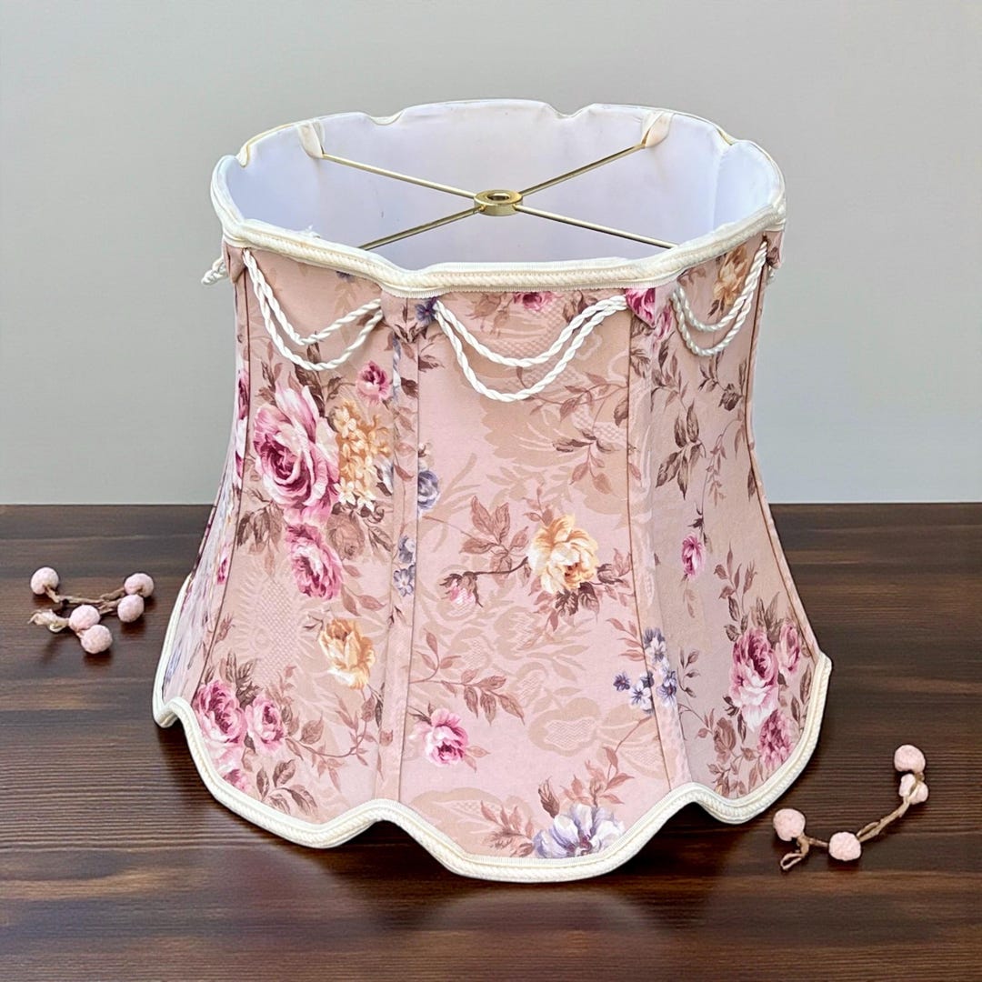 Vintage Pink Floral Large Lampshade/cottagecore Fabric Rose Lamp Shade ...
