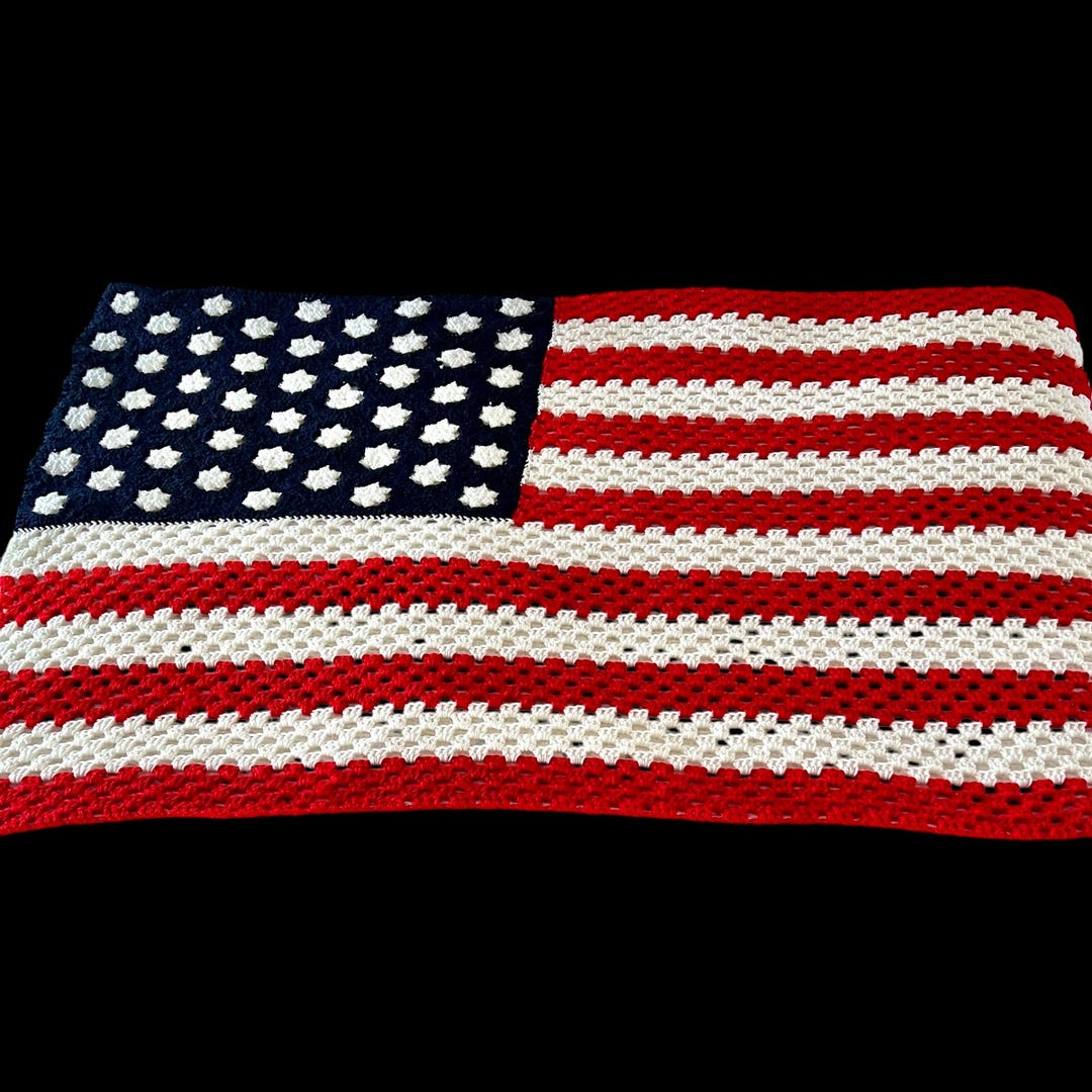 Handmade Crocheted American Flag Afghan/stars and Stripes Blanket ...