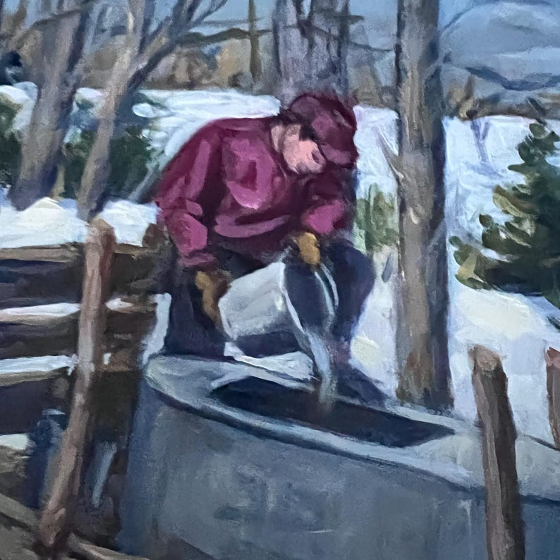 Original Oil Painting by Chester P. Jurkowski – Winter Farm Scene With ...