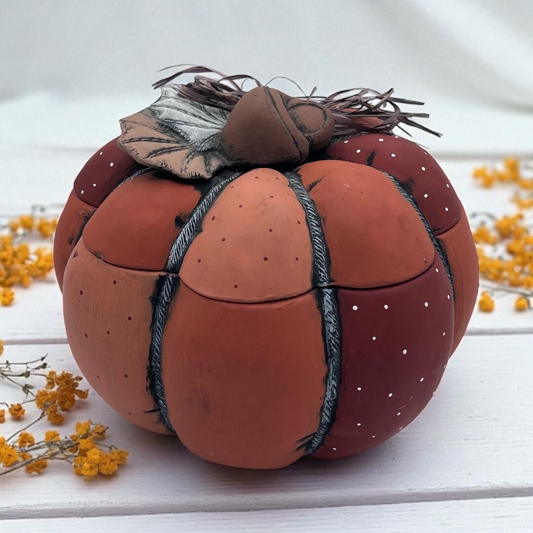 Vintage Ceramic Pumpkin Treat Candy Jar/handpainted Vintage Ceramics ...