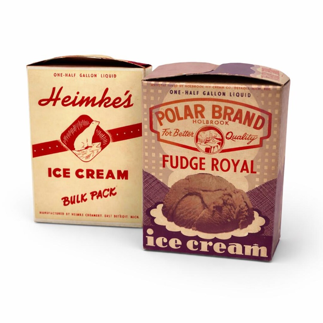 Vintage Ice Cream Cartons Set of 2 | Detroit Dairy Advertising | Heimke ...