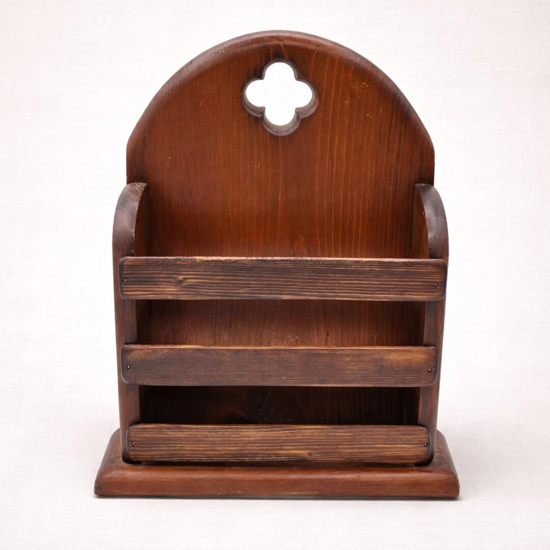 Vintage Wooden Wall Organizer | Primitive Magazine Rack & Mail Holder ...