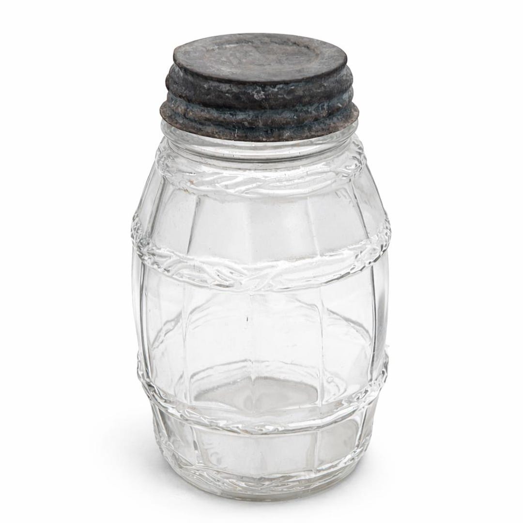 Antique Barrel Glass Jar | Embossed Braided Design | 1930s Apothecary ...