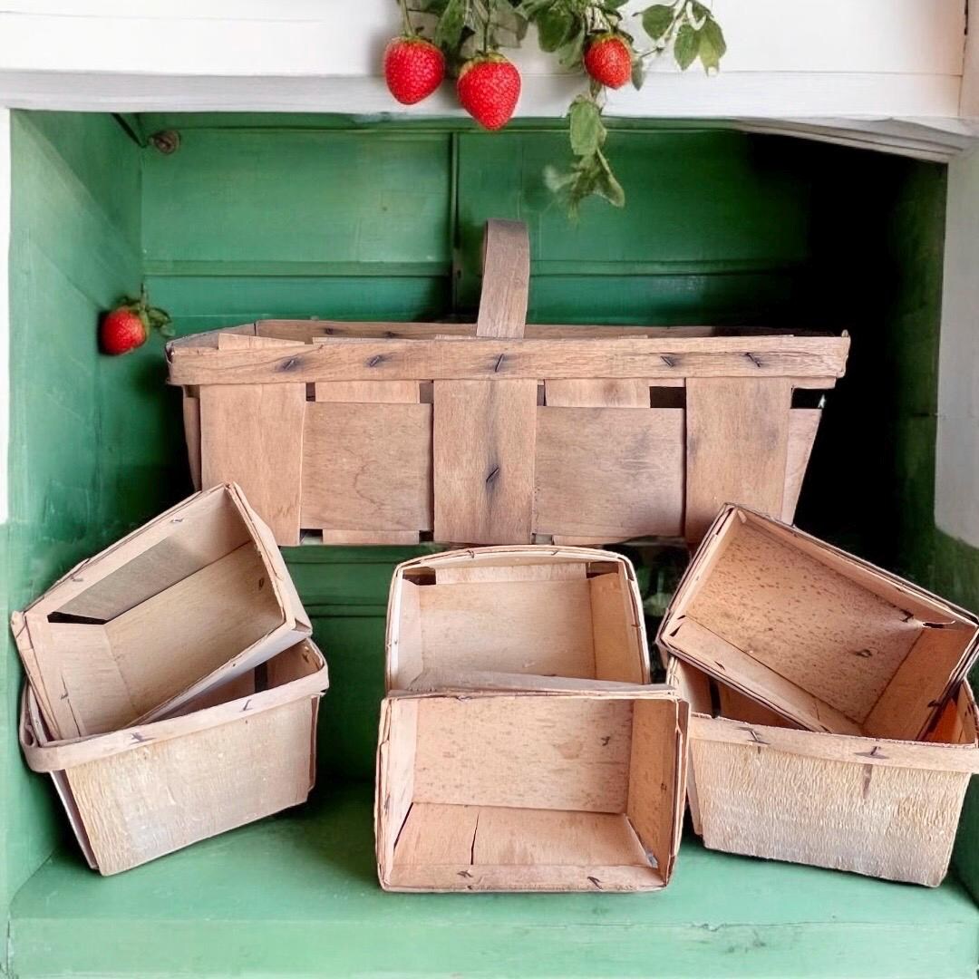 Primtive Split Wood Farm Fruit Basket/vintage Berry Basket/strawberry ...