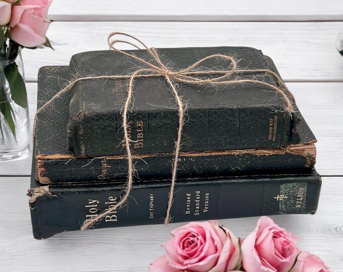Antique Black Bibles/instant Collection of Bibles/stack of Bibles/holy ...