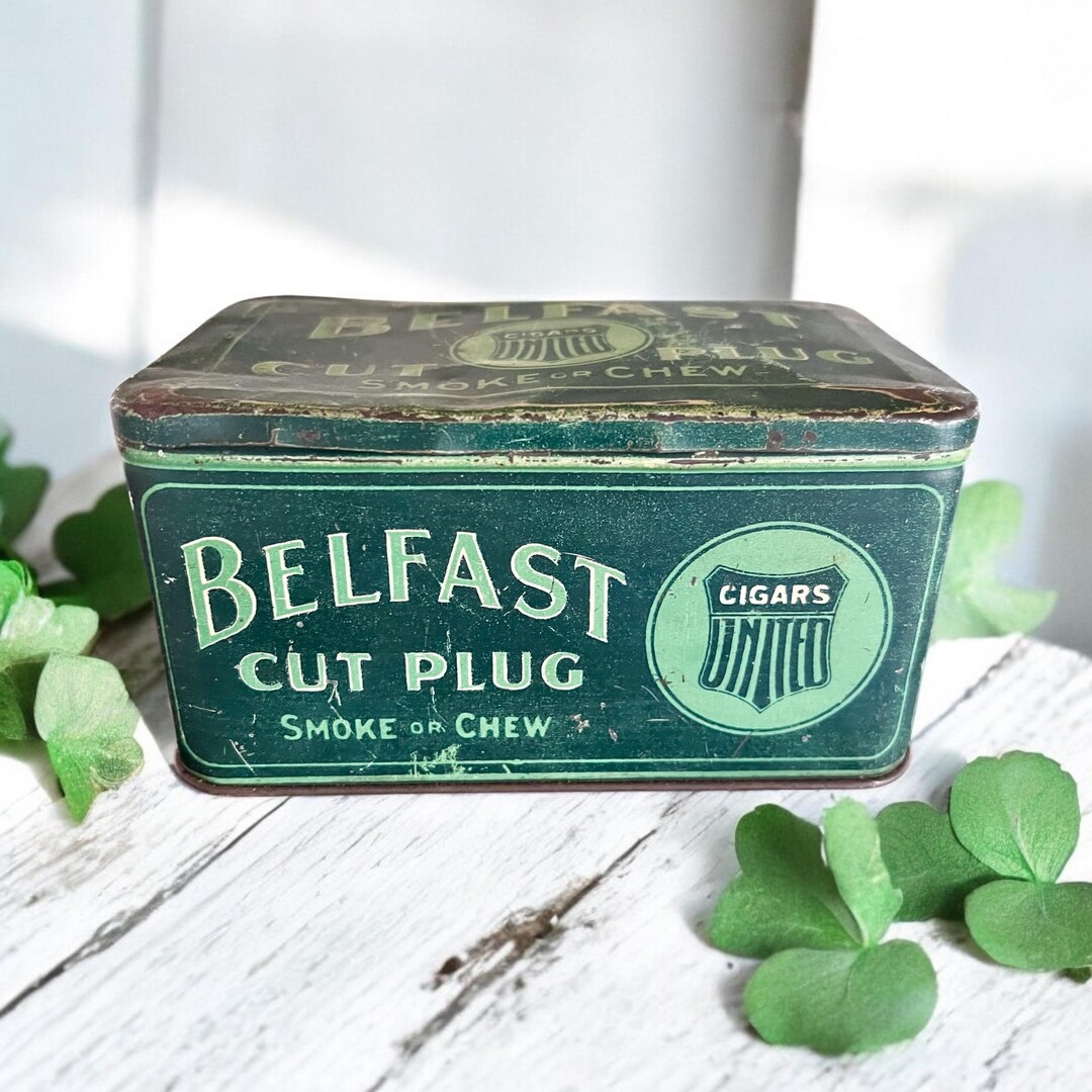 RARE 1910 Belfast Cut Plug Tobacco Tin Collectible Advertising Tin ...