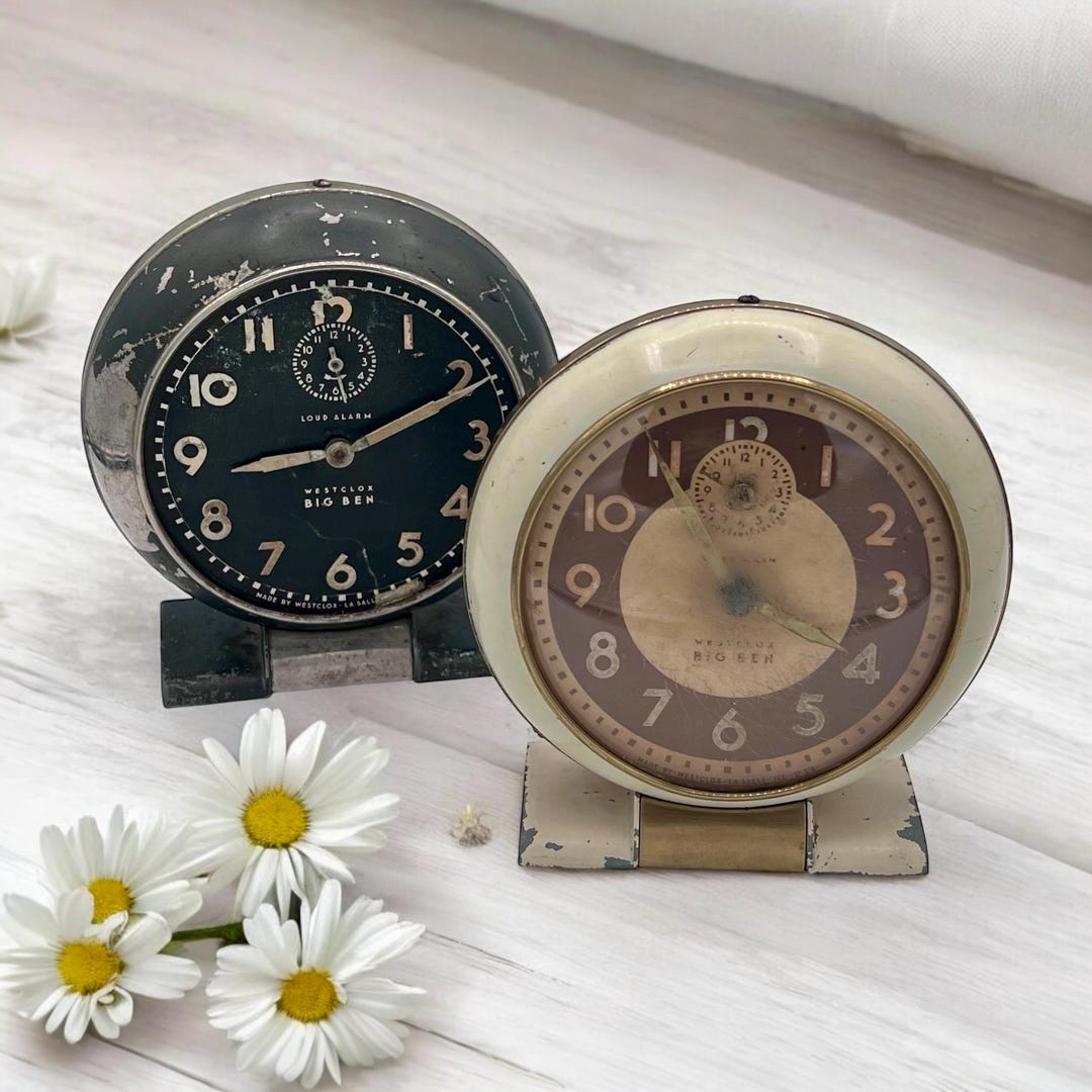 Two Vintage Westclox Big Ben Alarm Clocks/ Baby Ben Clocjs/antique Wind ...