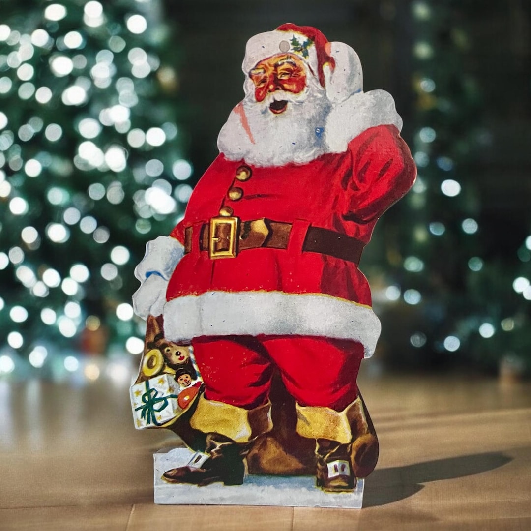 Vintage Die Cut Santa Bank Christmas Club Santa Stand up Die Cut ...