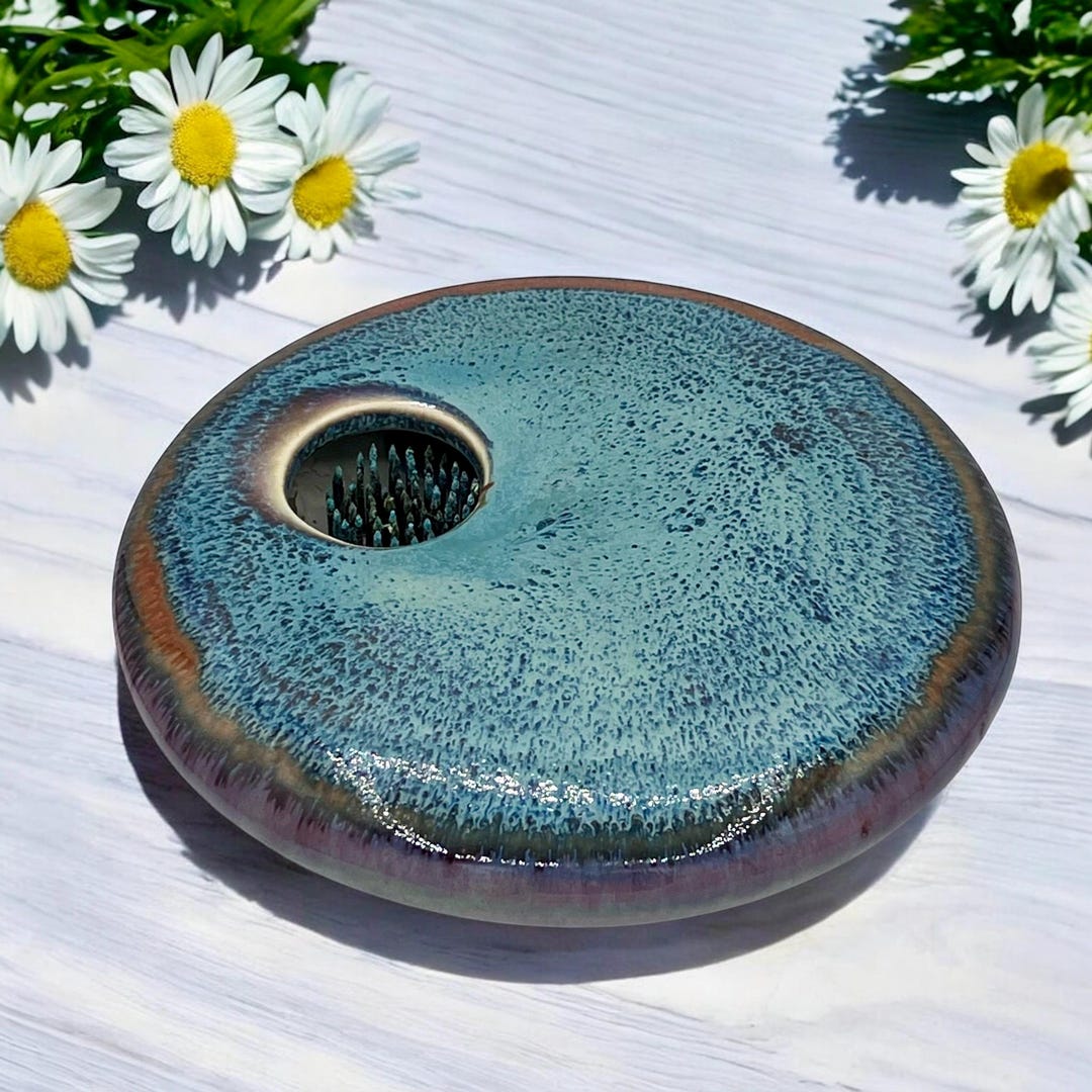 Studio Pottery Ceramic Ikebana Vase Japanese Kenzan Flower Arranging ...