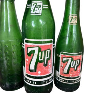 Three Green Glass Vintage Soda Bottles 7 UP and Sprite 1970s - Etsy