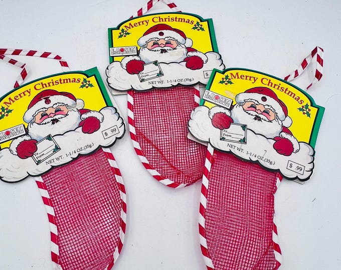 Vintage Mesh Christmas Stocking With Santa Tops/new Old Stock/rosen ...