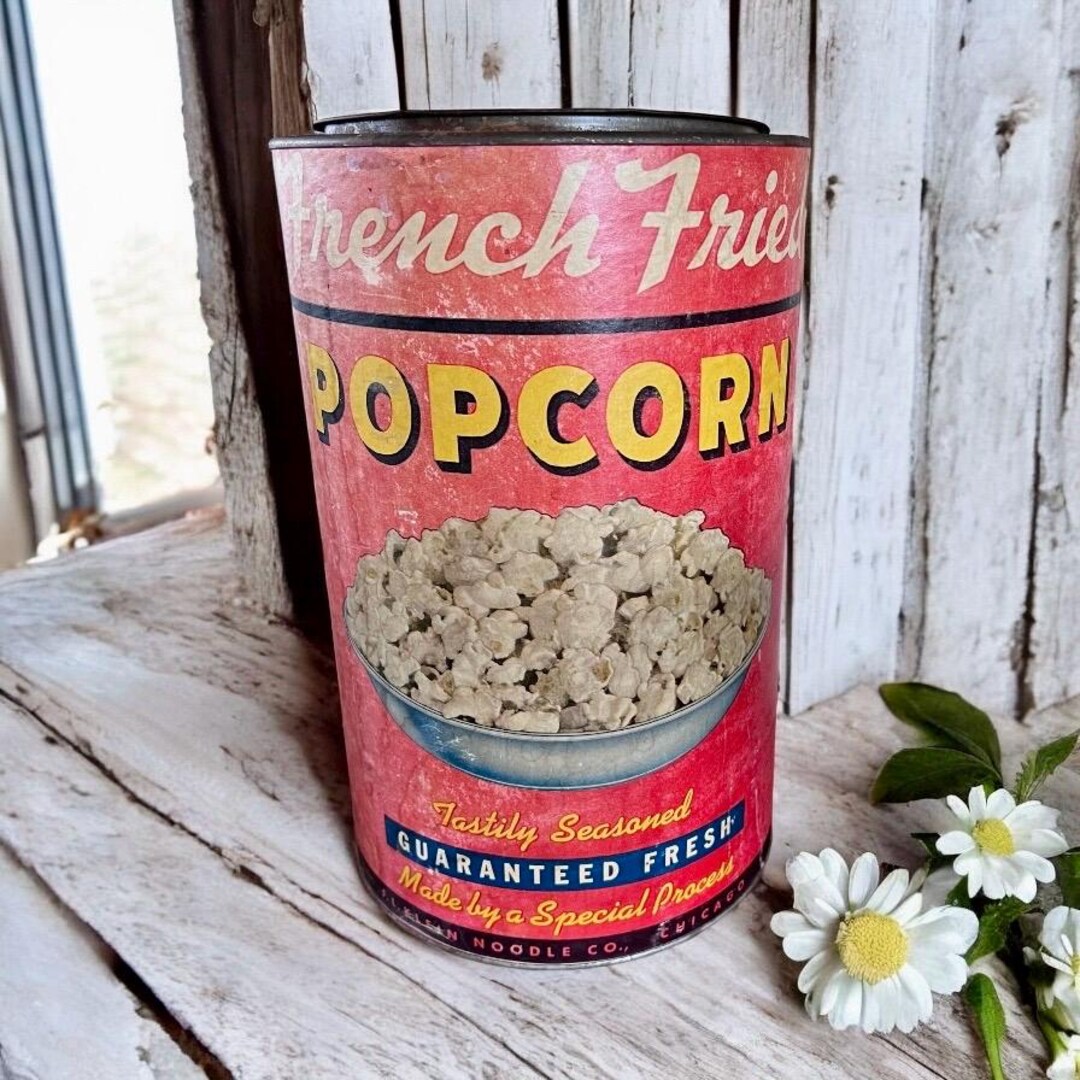 Vintage Fried Popcorn Advertising Tin/farmhouse Kitchen Decor ...