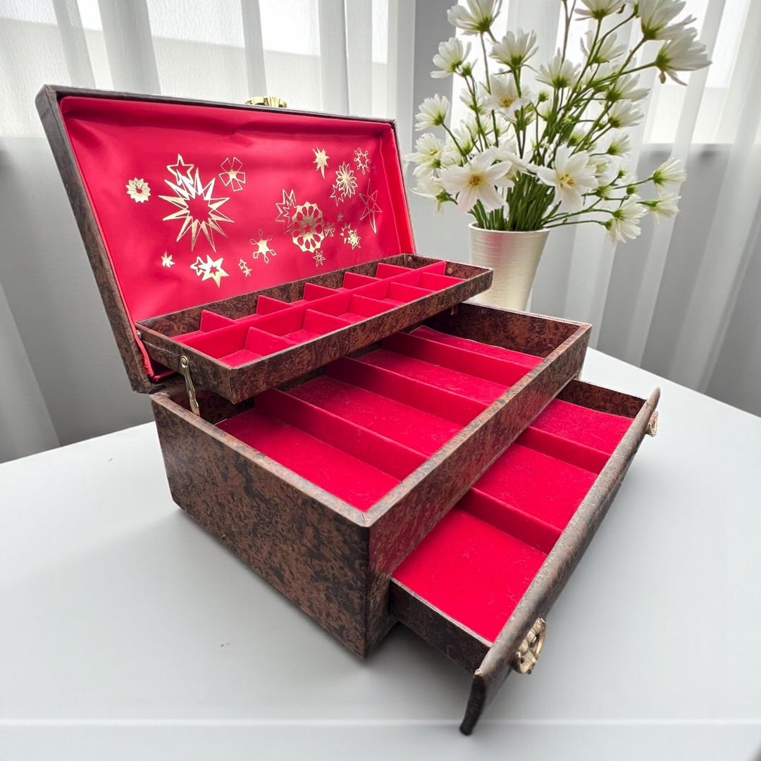 Vintage MCM Lady Buxton Expanding Red Velvet Lined Jewelry Box/vintage ...