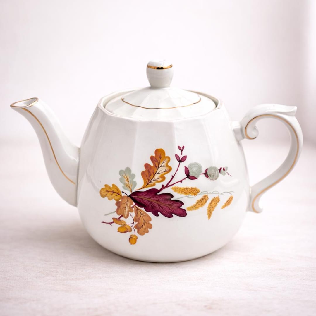 Vintage English Teapot by Ellgreave Wood & Sons – Mid Century White ...