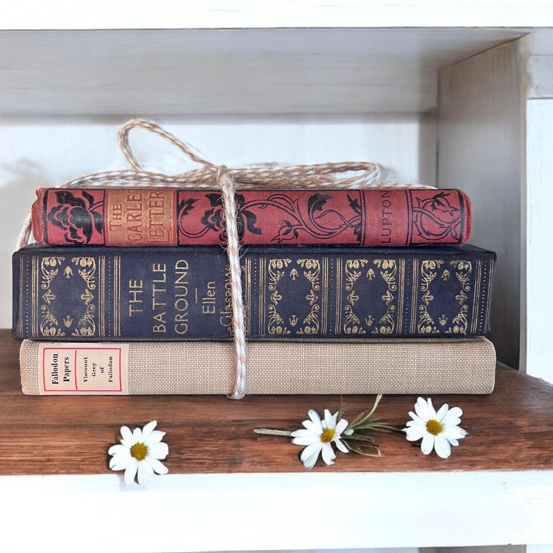 Antique Vintage Books/red White Blue Book Stack/patriotic Book ...