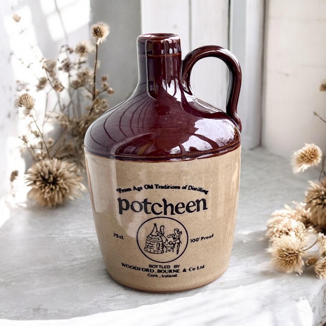 Vintage POTCHEEN Jug/cork Ireland/advertising Stoneware Crock/vintage ...