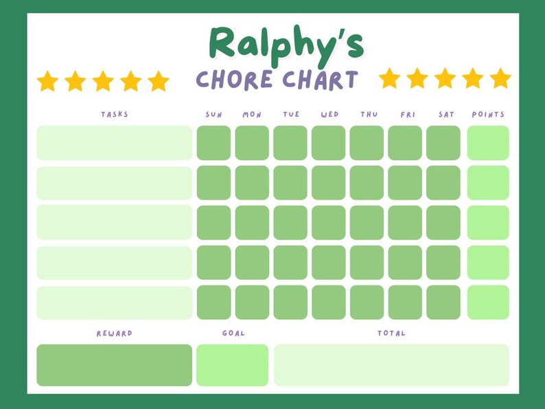 Personalised Reward Chore Chart - Etsy