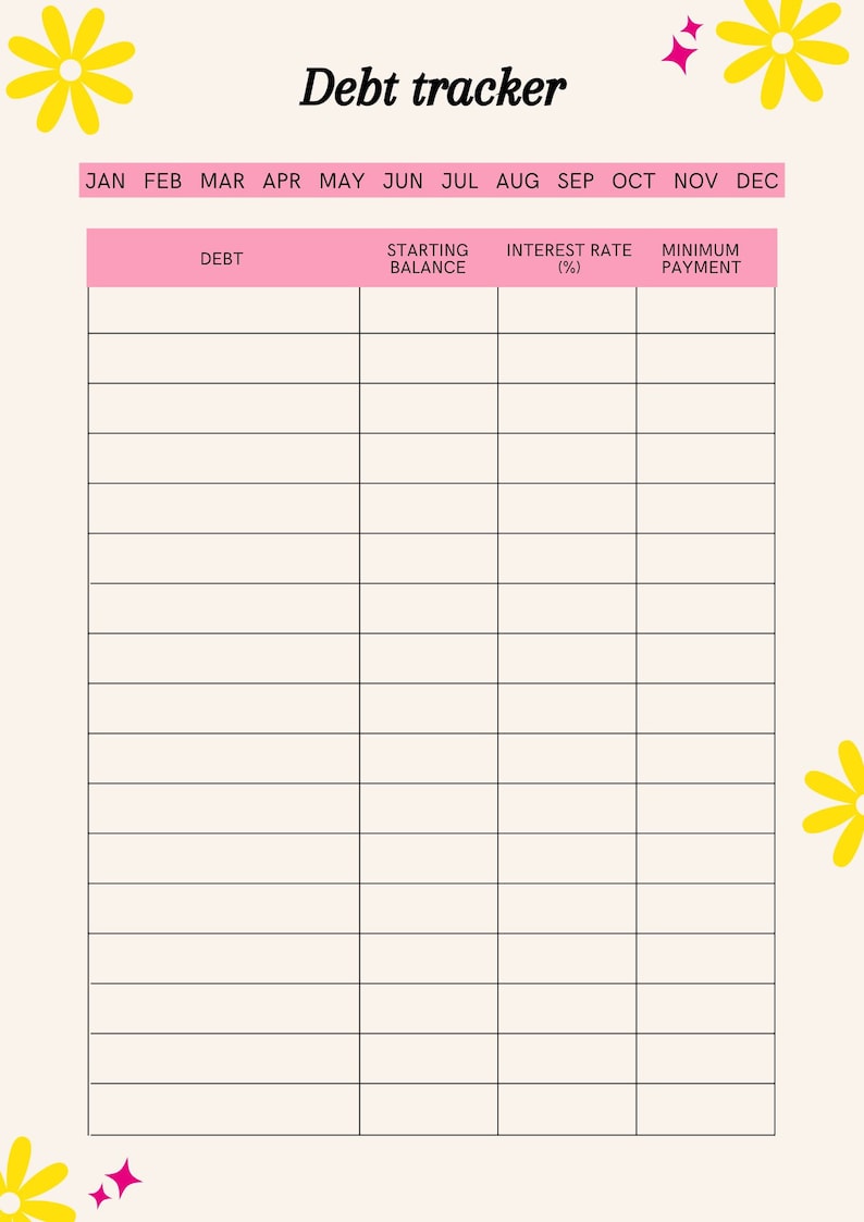 Printable Debt Tracker - Etsy