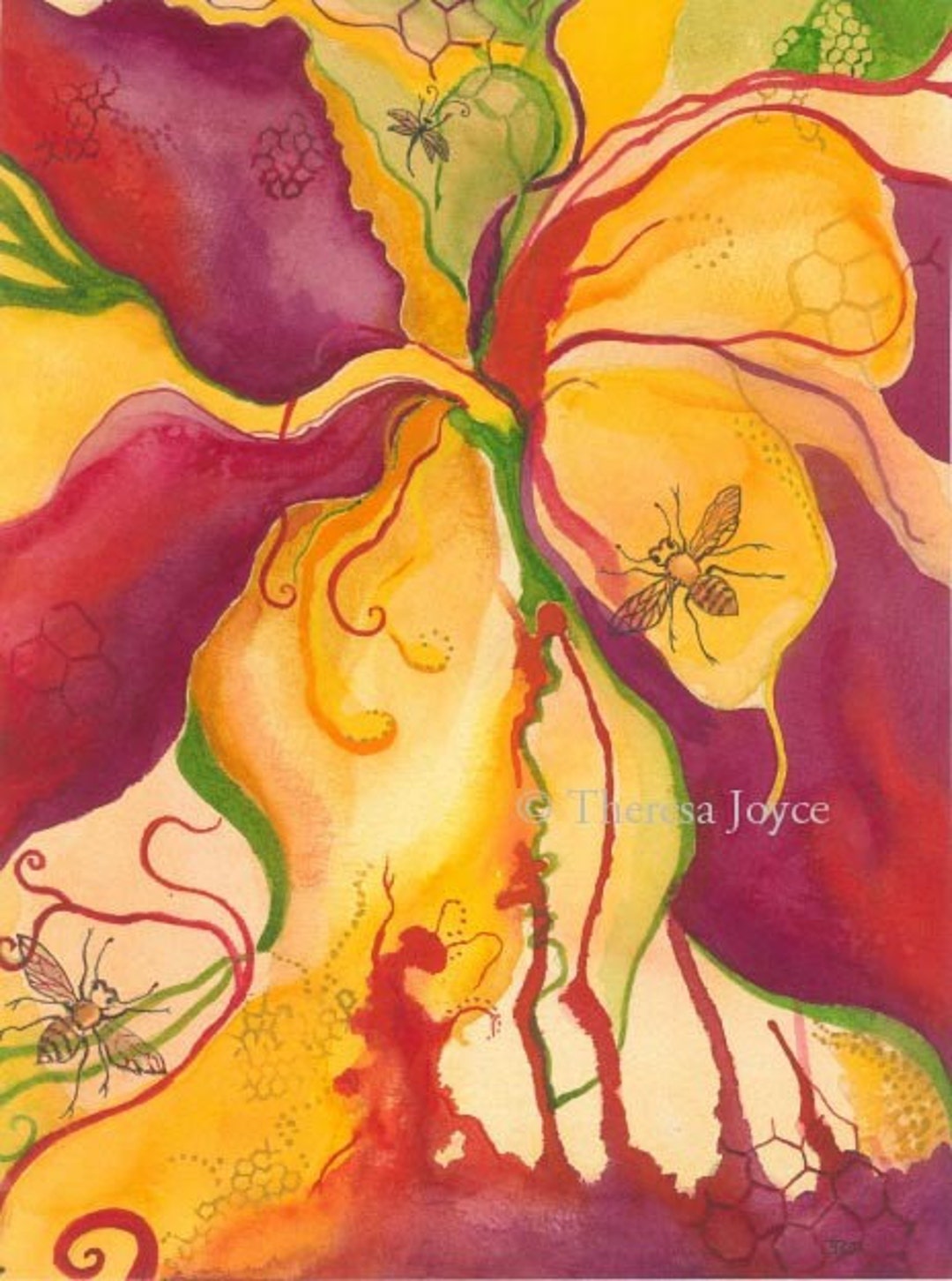 Bees Please Card Set of 3 Blank Cards From Original Watercolor Painting ...