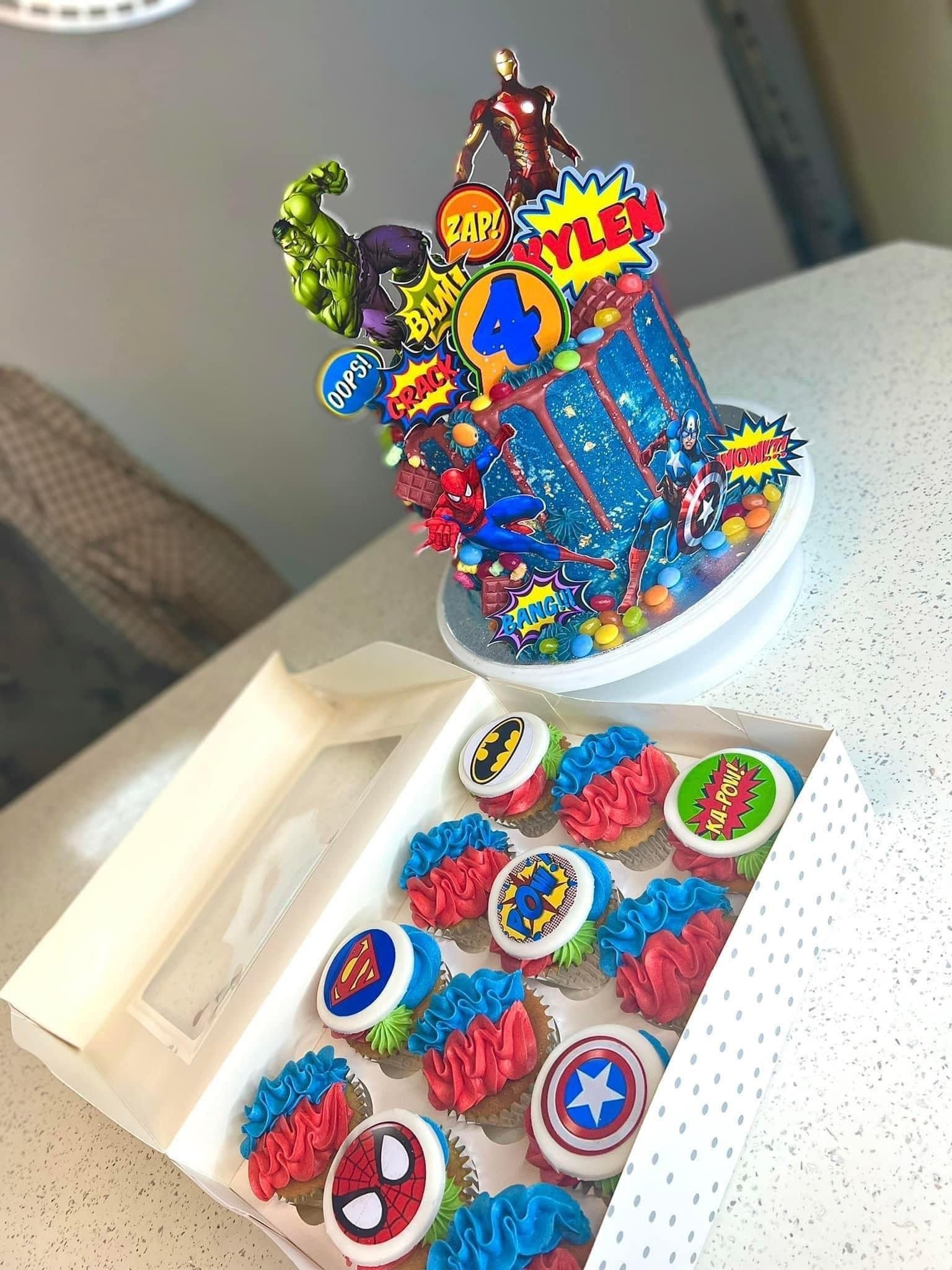Comic Style Superhero Cake Topper Set Personalised With Name and Age ...