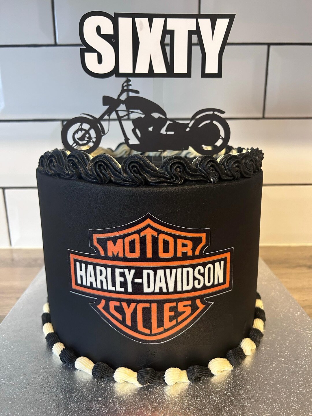Harley Davidson Motorbike Cake Topper Set INCLUDES ANY AGE - Etsy