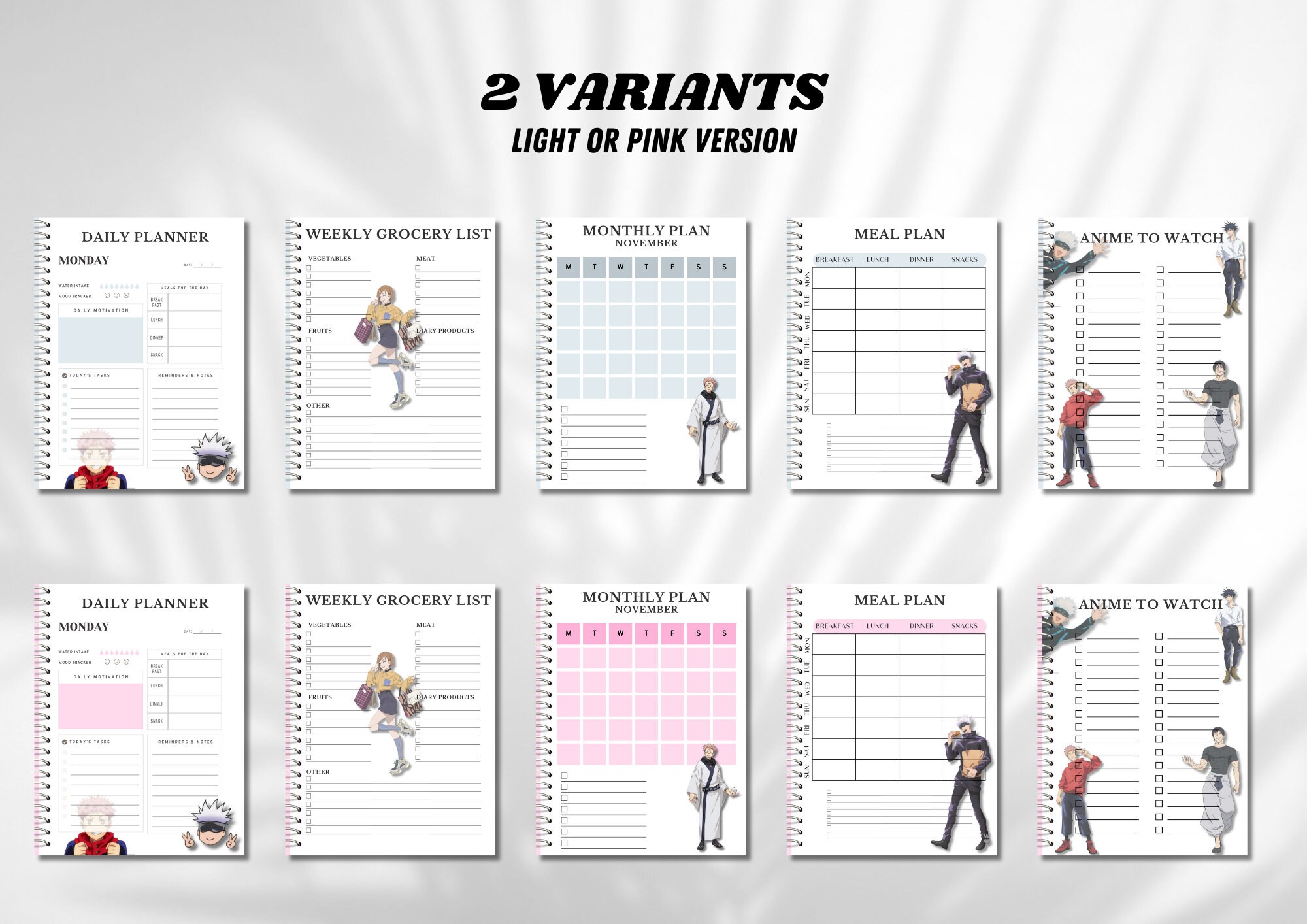 Digital Anime Planner20 Pagesdaily Monthly Plannermeal Planto Do ...