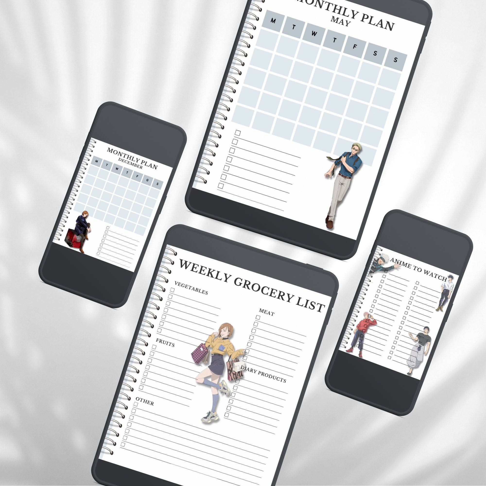 Digital Anime Planner20 Pagesdaily Monthly Plannermeal Planto Do ...