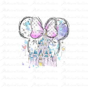 Bundle Mouse Ear Castle Png, Watercolor Castle Png, Retro Colorful ...