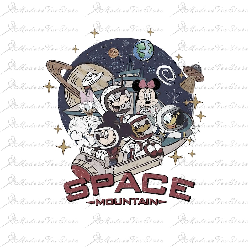 Mouse and Friends Space Png, Space Mountain Png, Retro Mouse Png ...
