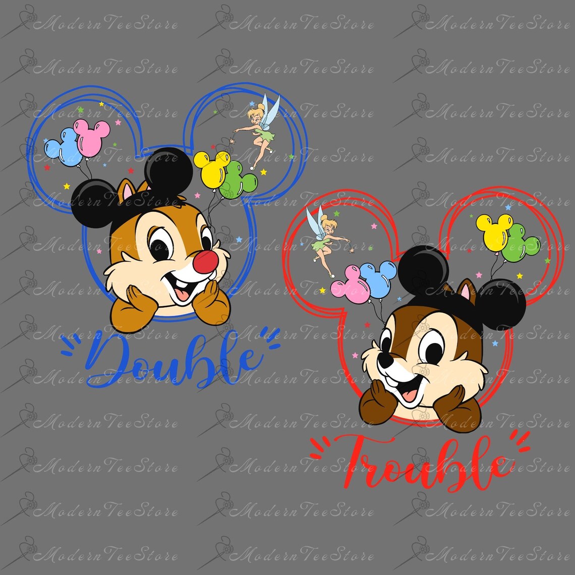 Chip and Dale Svg Png, Double Trouble Png Svg, Couple Matching Shirt ...