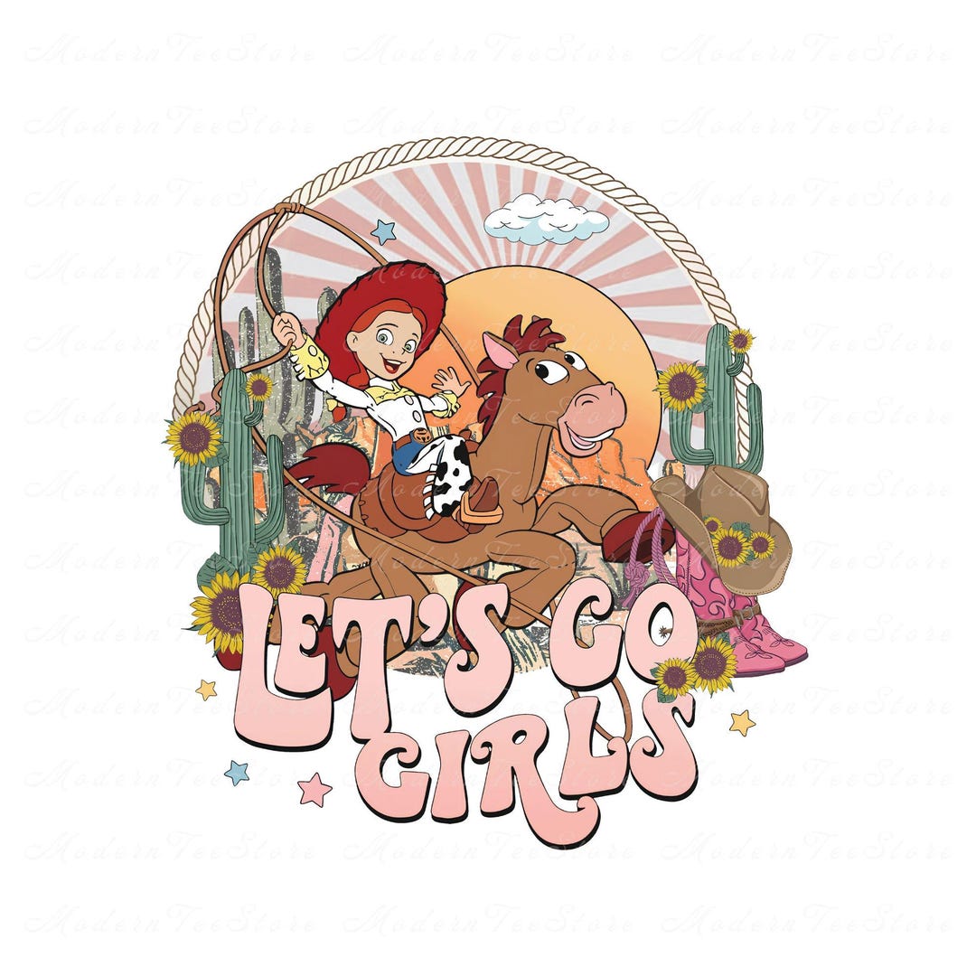 Retro Toy Story Jessie and Bullseye Let's Go Girls Png, Toy Story Let's ...