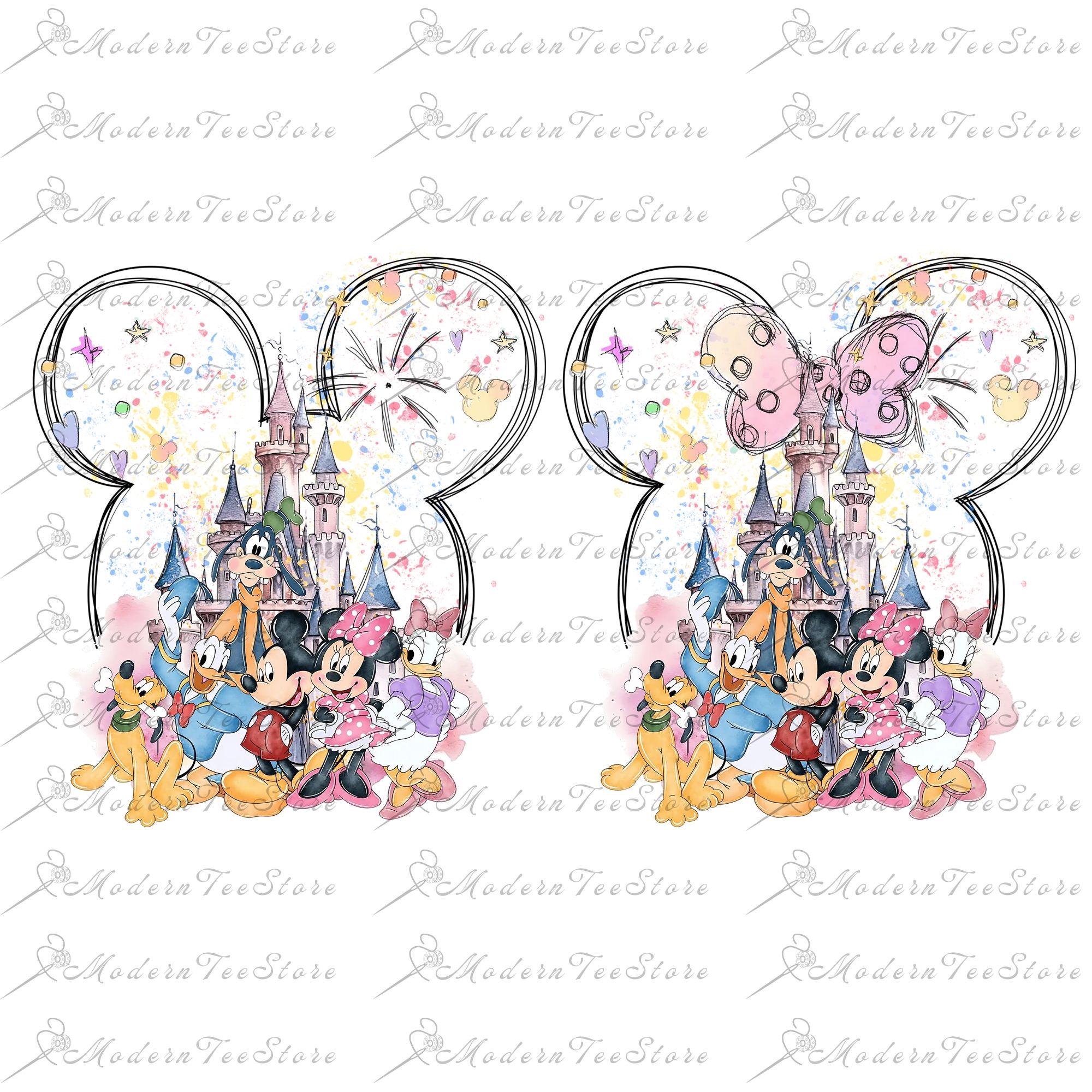 Mouse Ear Castle Png, Watercolor Castle Png, Retro Colorful Castle Png ...