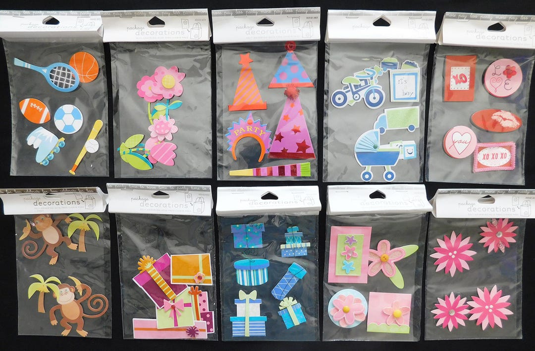 Vintage Early 2000s Package Decoration Scrapbook Foam Backed Sticker ...