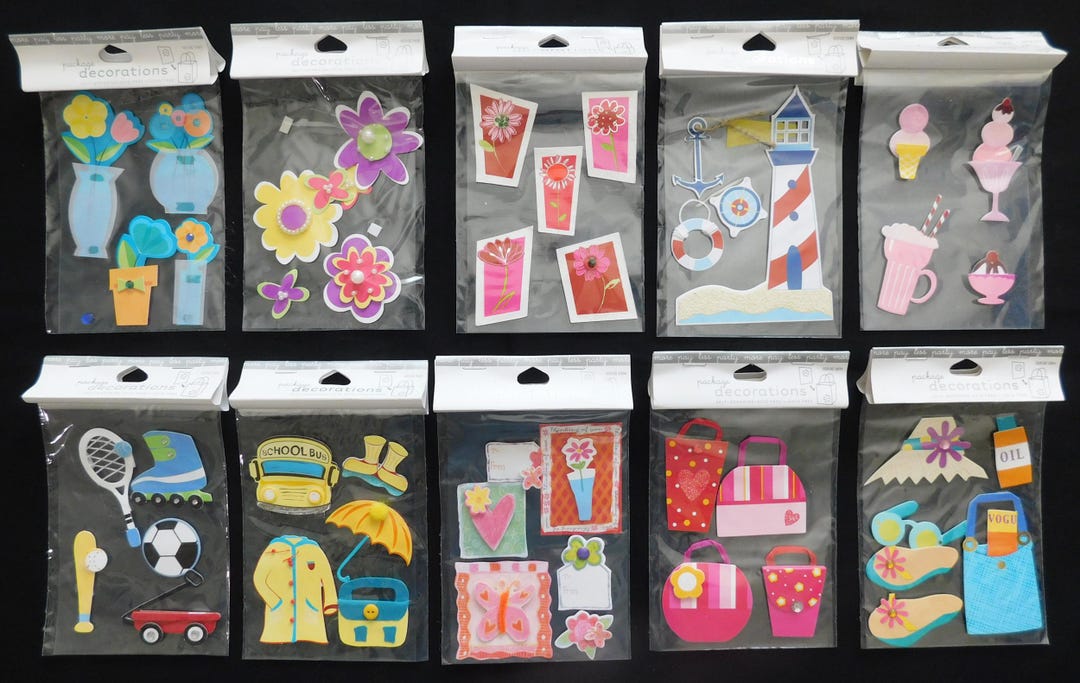 Vintage Early 2000s Package Decoration Scrapbook Foam Backed Sticker ...